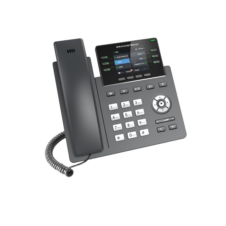 Grandstream 6 Lines, 3 SIP Accounts, 2.8 in screen, PoE + GigE, Color