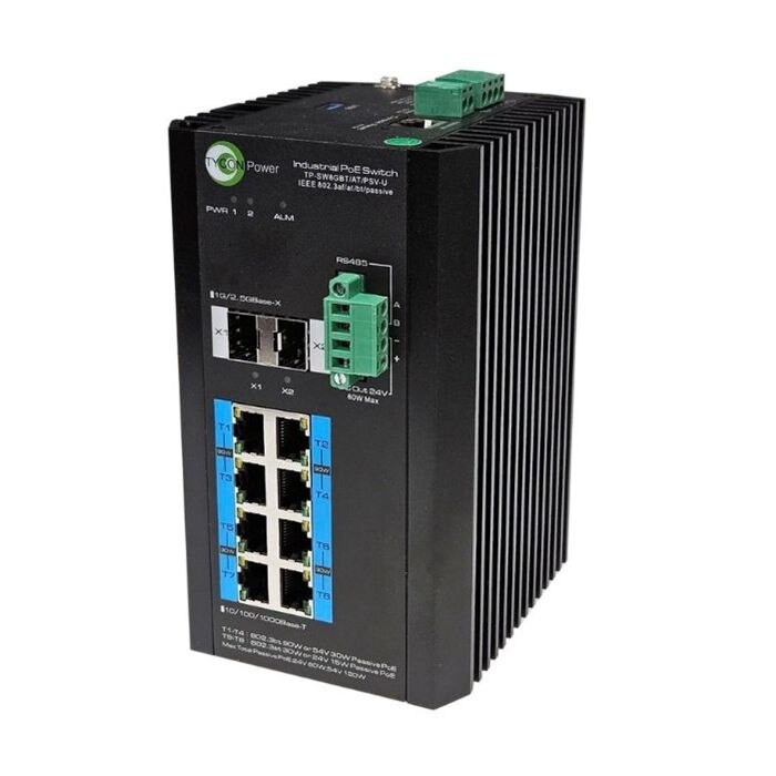 Tycon Power Managed L2 8 Port Gigabit PoE Switch, 12-57VDC Input, 2x ...